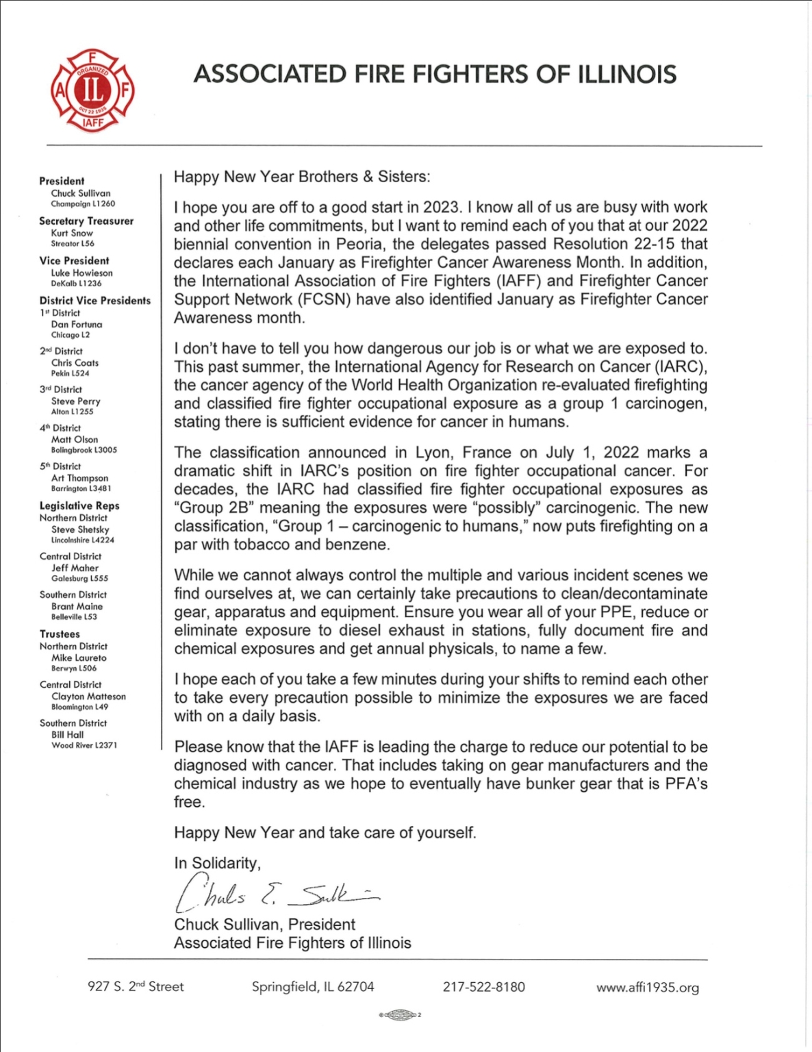 Firefighter Cancer Awareness Month – Associated Fire Fighters of Illinois